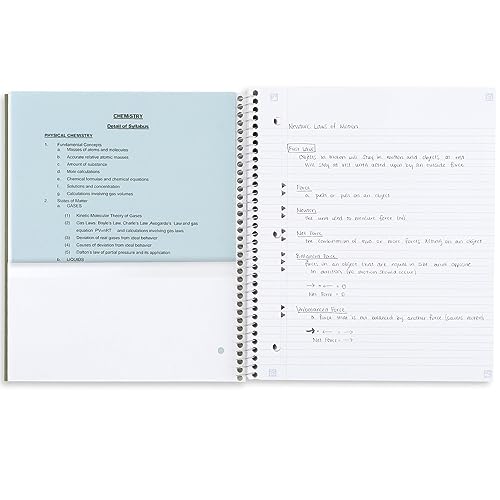 Five Star Spiral Notebooks + Study App, Recycled Cover, 4 Pack, 1 Subject, College Ruled Paper, 8-1/2” x 11", 100 Sheets per Notebook, Zion Clay, Olympic Green, Glacier Blue, Smoky Gray(820046)