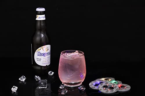 HANCIRCLE LED Coaster White,12 Pack Light Up Coasters,LED Sticker Lights,Wine Bottle Lights,for Drinks,Bar Accessories,Party,Wedding