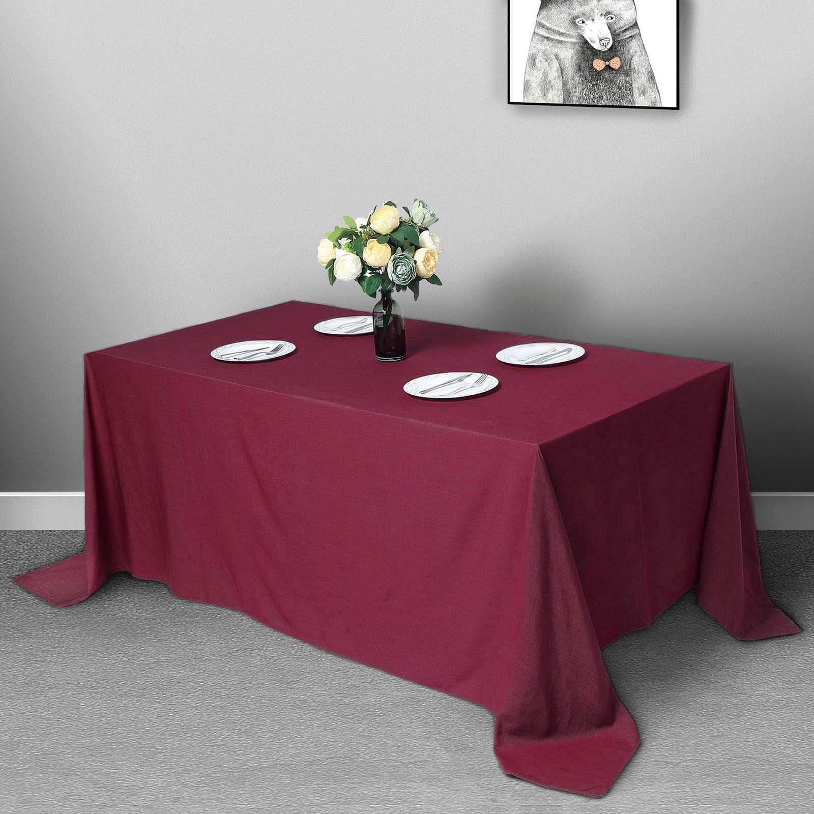 Efavormart Rectangle Tablecloth, 90"x132" Stain & Wrinkle Resistant Washable Table Cloth, Oblong Decorative Polyester Fabric Table Cover for Dining, Party, Wedding & Baby Shower- Burgundy
