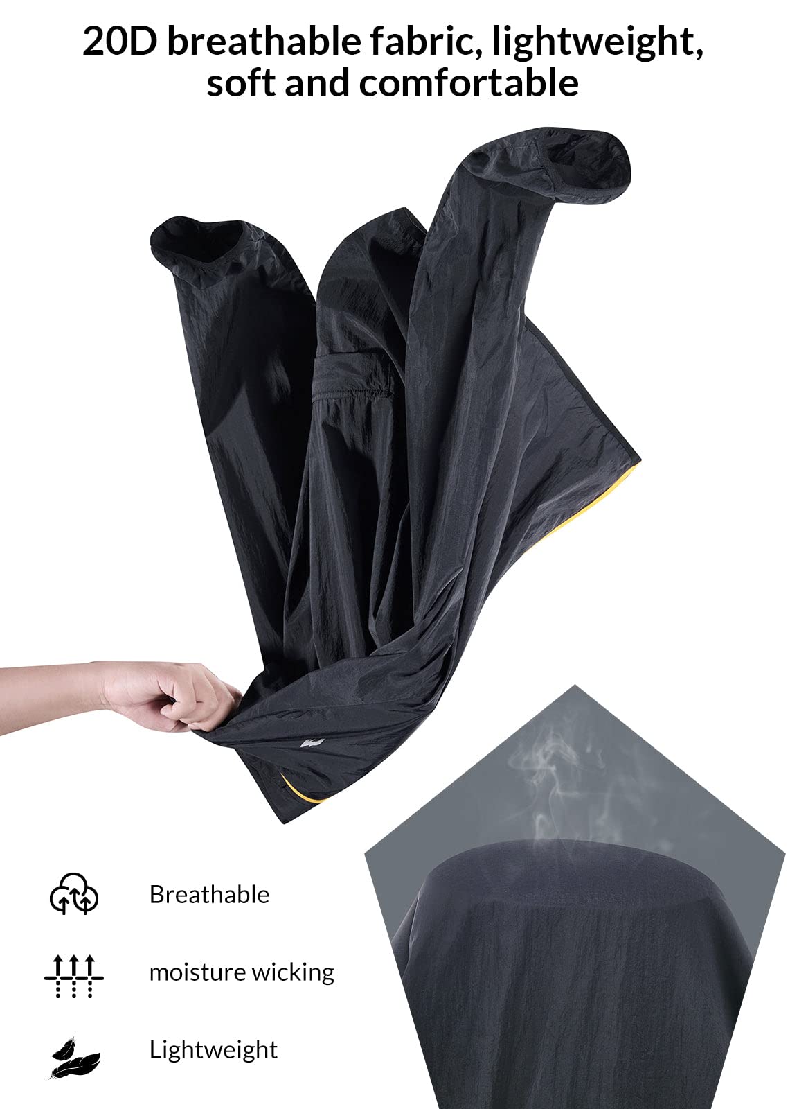 BALEAF Men's Cycling Windbreaker Jackets Lightweight Windproof Packable Pockets Reflective Water-resistant UPF40+ All Weather Black L