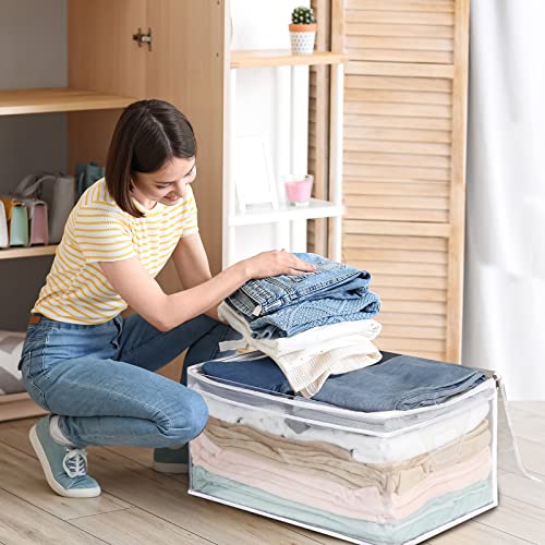 Fixwal 6 Pack Clothes Storage Bag 80L Clothing Storage Bags Organizer Large Clear Storage Bags Contains with Reinforced Handles Zipper Clothes Storage for Bedding Blankets Pillows, Space Saving