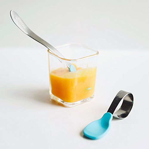 green sprouts Learning Spoon Set | Parent feeds while baby learns | Includes self-feeding spoon for baby to learn & feeding spoon for adult, 2 Piece Set