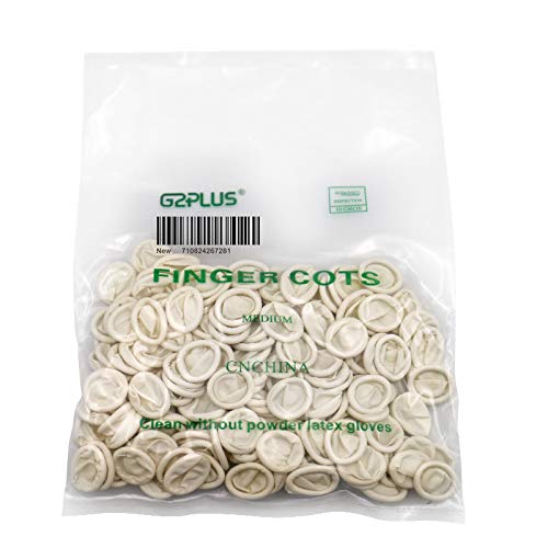 Disposable Latex Finger Cots Rubber, 140g(Approx 205PCS) Fingertips Protective Finger Art Latex Tissue Finger Cot (White)