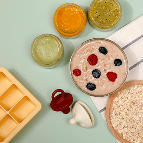 haakaa Baby Food Storage Containers with Silicone Lid, Baby Food Storage Jar Set, Freezer and Microwave Safe, 4PCS 4.2oz & 2PCS 7.2oz