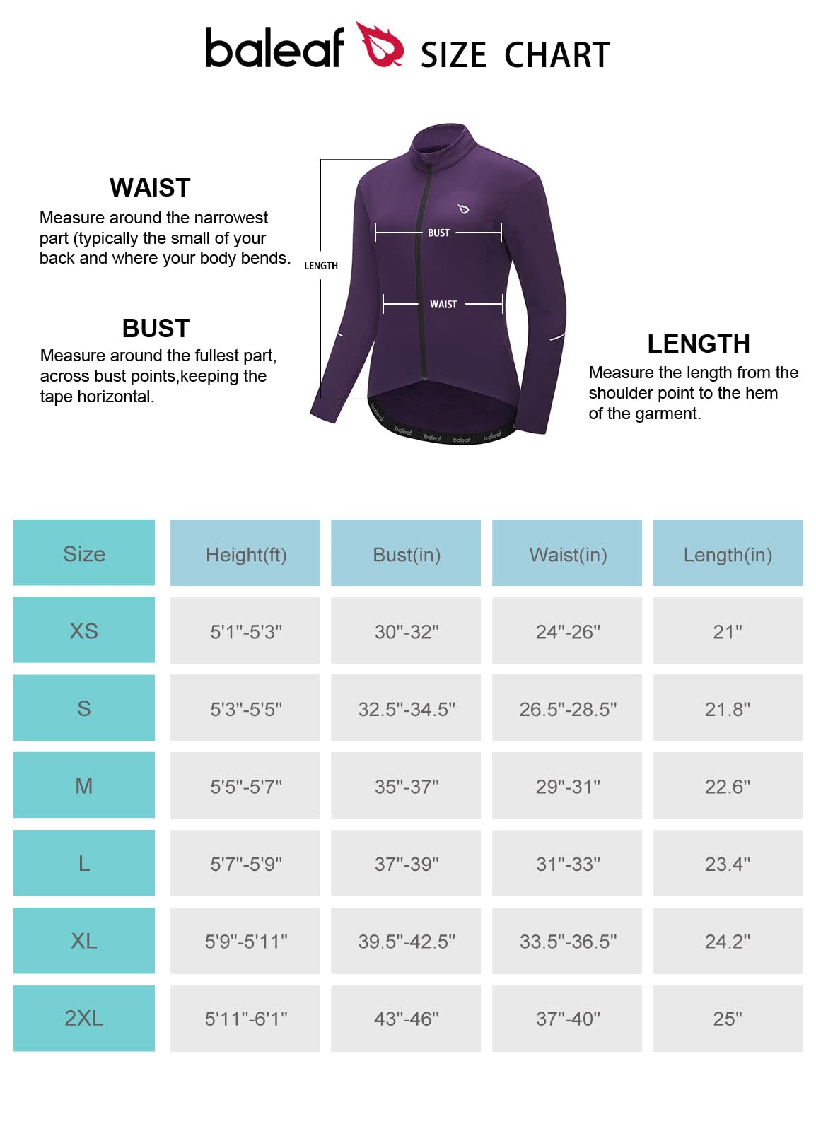 BALEAF Women's Thermal Cycling Jersey Long Sleeve Winter 4 Pockets Bike Fleece Jackets Windproof Reflevtive Cold Weather Purple L