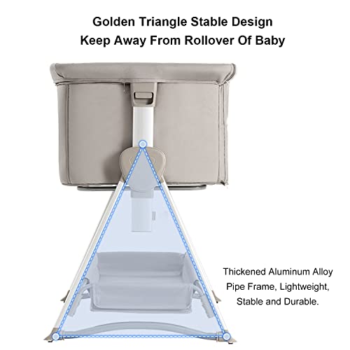 SteAnny Baby Beside Sleeper Rocking Cribs Luxury Newborn Sleeping Bassinet Portable Travel Infant Bed for 0-6M Cradle (Khaki)