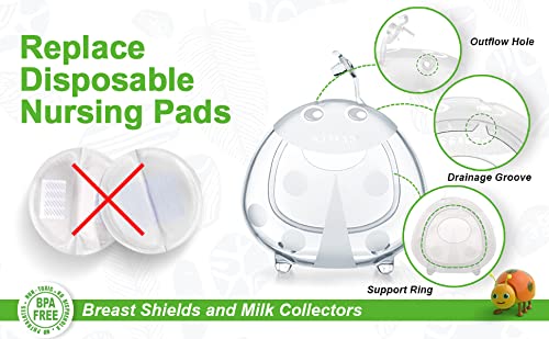 haakaa Ladybug Breast Milk Collector - Soft Breast Shells | Wearable Nursing Cups | Breastmilk Saver| Letdown Catcher for Pumping,Breastfeeding Moms,Protect Sore Nipples(Silicone 2.5 oz/75 ml,2PK)