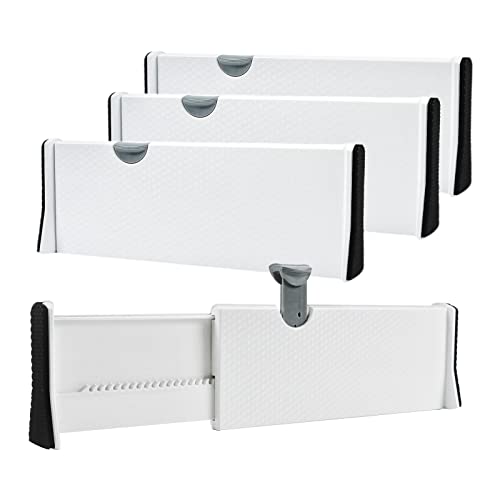 KIKILIE Extra Long Drawer Divider Expandable 15-21 Inch, 3 Pack Kitchen Drawer Divider Organizer, Adjustable Dresser Drawer Dividers, Multifunctional Drawer Organizers for Clothes,Silverware,Makeup