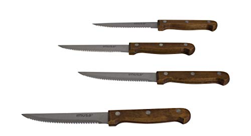 Imusa USA IMU-71014 4Piece Serrated Steak Knives with Wood Handle