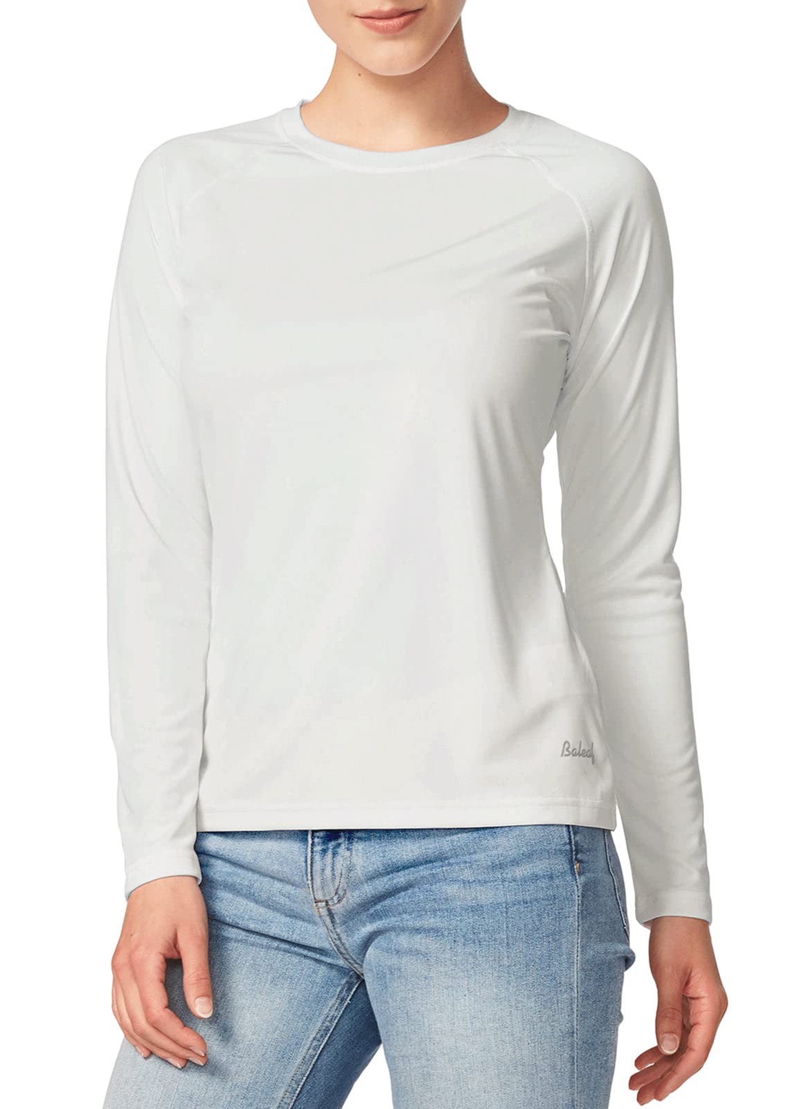 BALEAF Women's UPF 50+ Sun Shirts Long Sleeve UV Protection Rash Guard Lightweight Quick Dry SPF Hiking Tops Outdoor Clothing White Size L