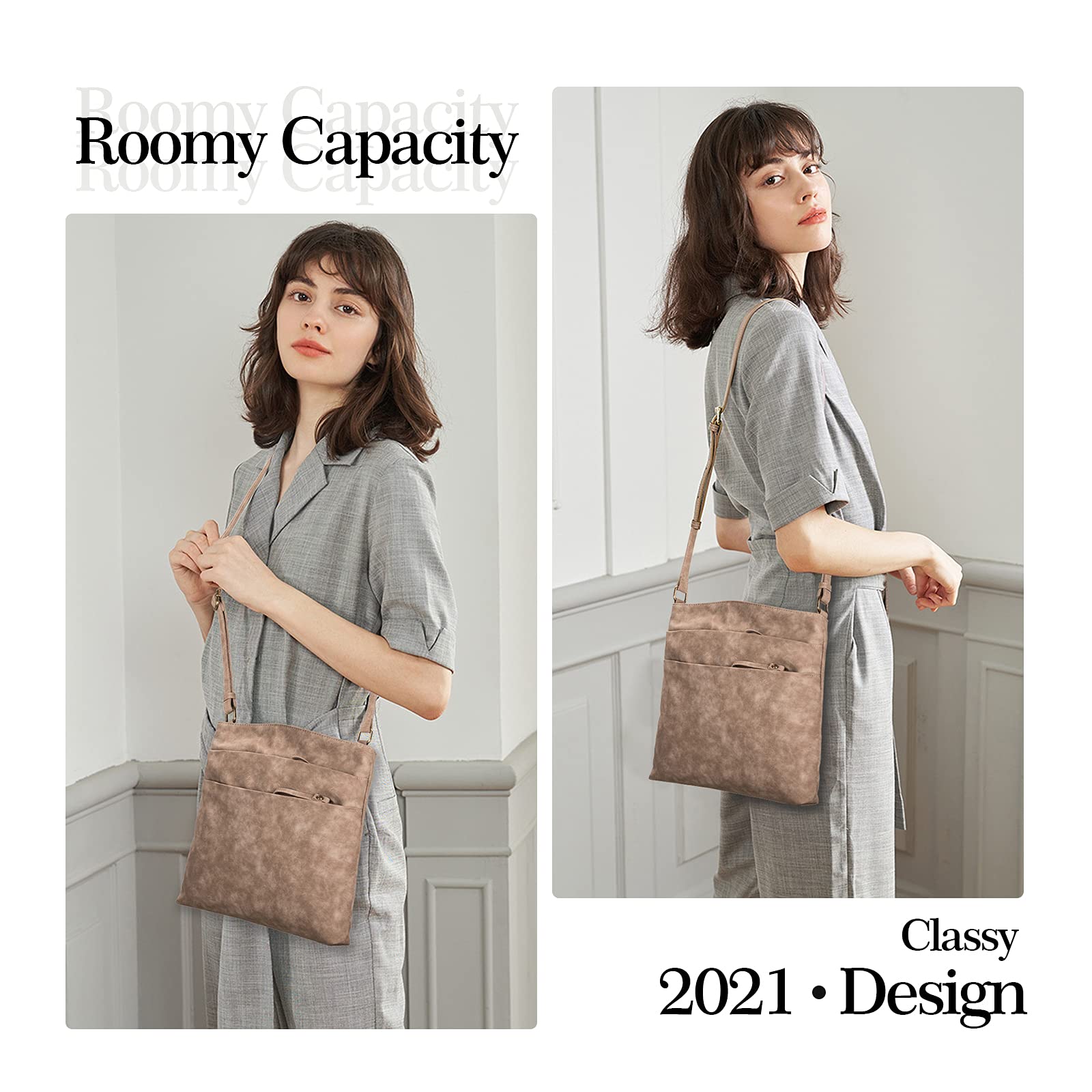 KouLi Buir Crossbody Purse for Women, Soft PU Leather Shoulder Handbags Crossover Bags with Multi Pocket