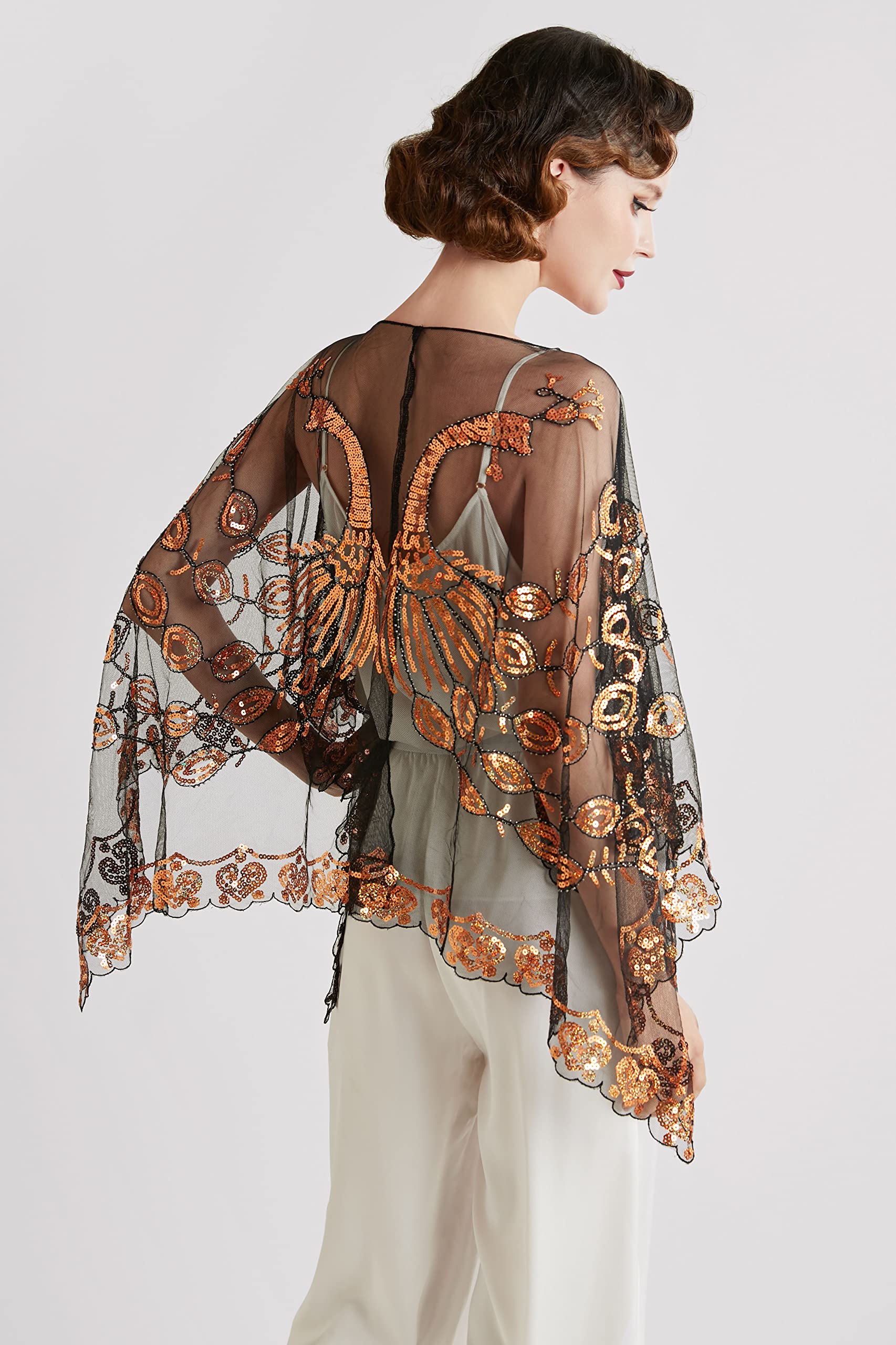 BABEYOND 1920s Evening Shawl Wrap for Women Evening Cape Scarf Belero Cover Up for Gatsby