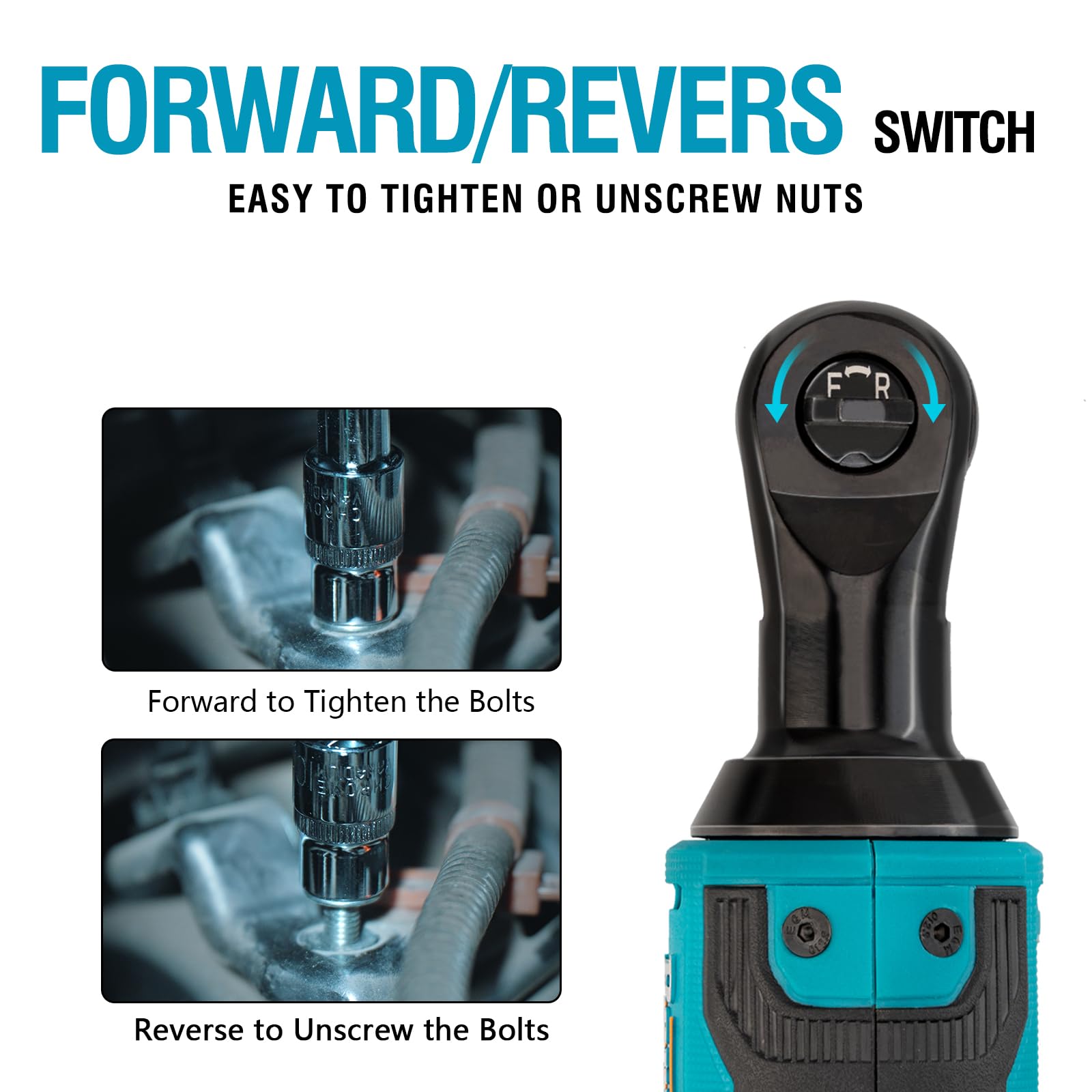 Berserker 3/8" Cordless Electric Ratchet Wrench Set, 35 Ft-lbs 260RPM 12V Power Ratchet Tool Kit with Variable Speed, 2x 2.0Ah Li-Ion Battery and Charger, 13 Sockets, 1/4" Adapter & 3" Extension Bar