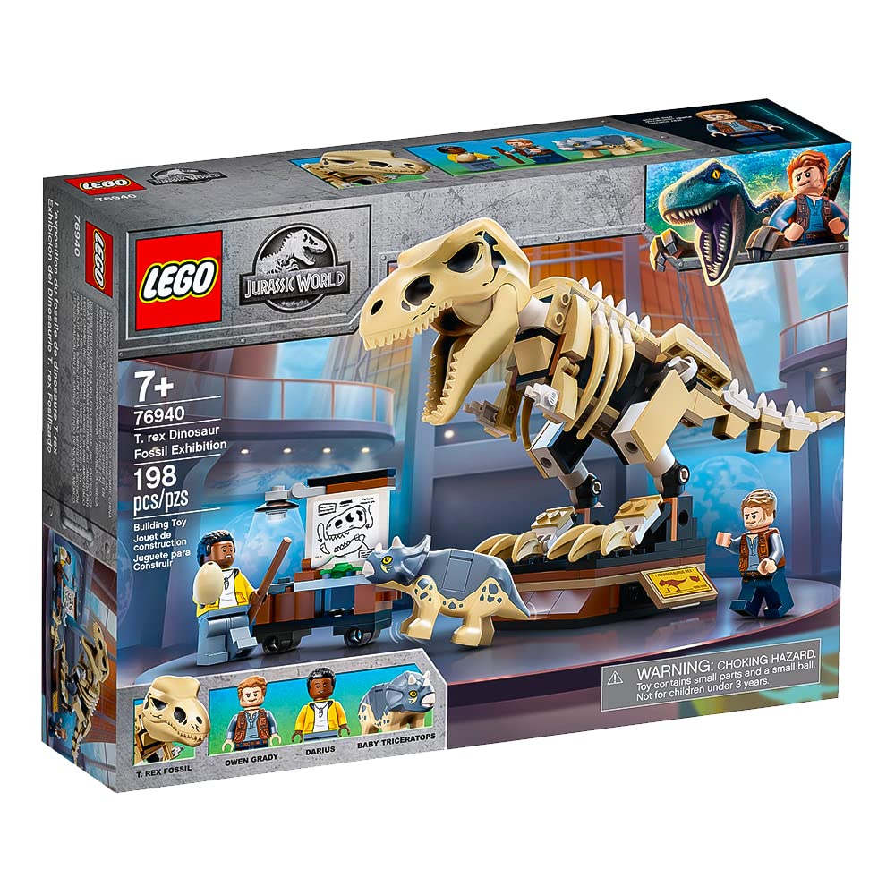 LEGO Jurassic World T. rex Dinosaur Fossil Exhibition 76940 Building Kit; Cool Toy Playset for Kids; New 2021 (198 Pieces)