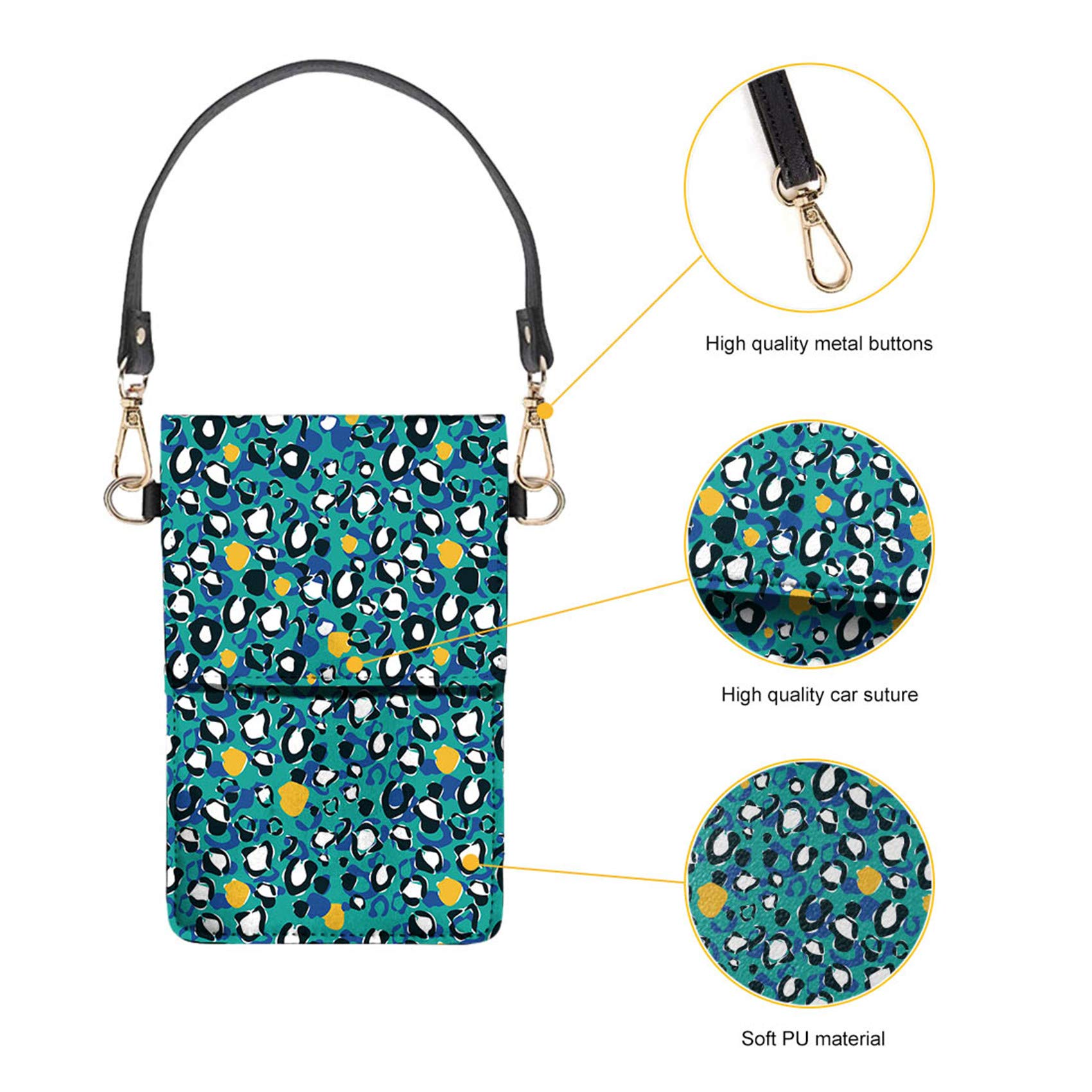 HUGS IDEA Lightweight Leather Phone Purse Fashion Dragonfly Pattern Crossbody Bag Mini Cell Phone Touch Screen Purse Shoulder Bag