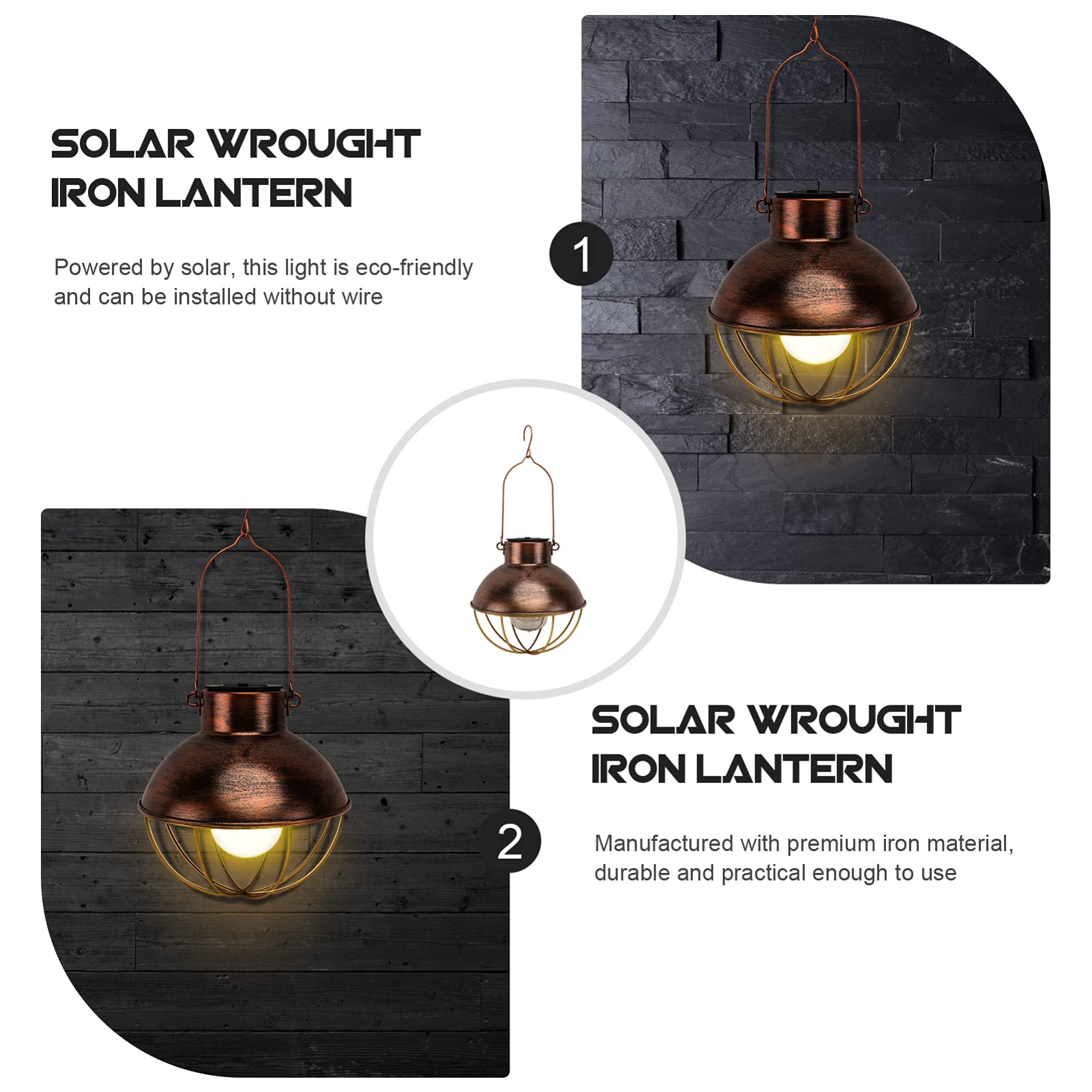 Happyyami 1pc Solar Tungsten Lamp Light for Outdoor Atmosphere Garden Lantern Tree-Mounted Solar Light Hanging Solar Lanterns Waterproof Bulb Lantern Patio Decor Lawn Portable Iron