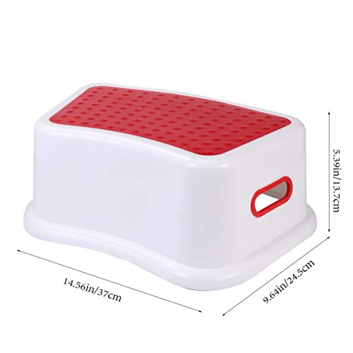 Step Stool Step 1pc Bathroom Potty Plastic Multifunctional Red Room Handle Adult Toddler Kids Footstool Safety and Non- Lightweight Non Small Bedroom Light Toddlers Baby Foot Stool