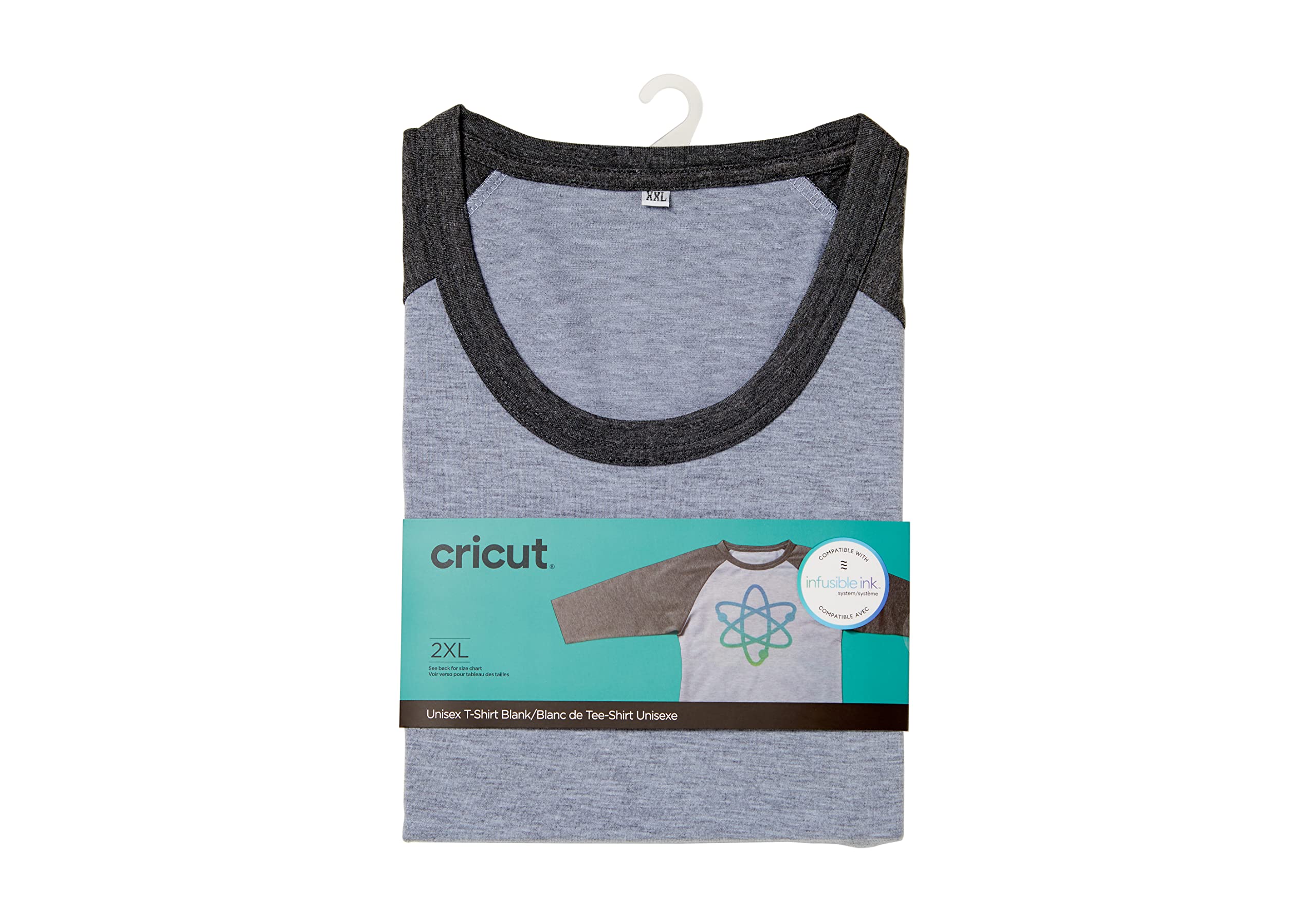 Cricut Mens Unisex Adult T-Shirt Blank, Raglan in Dark/Light Heathered Gray, 2XL, Light Heathered Gray, XX-Large US
