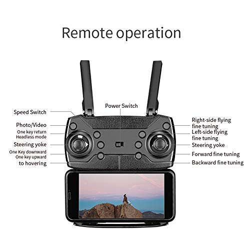 E88 Pro Drone with dual 4k camera, Kids/Beginner, wifi fpv 1080 hd, Dual foldable RC Quadcopter , Altitude hold, Headless mode, visual positioning, auto return, mobile app control, Black, 360 flip