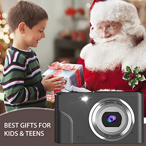 IEBRT Digital Camera,1080P Mini Kid Camera Vlogging Camera Video Camera LCD Screen 16X Digital Zoom 36MP Rechargeable Point and Shoot Camera for Compact Portable Kids Teens Gifts