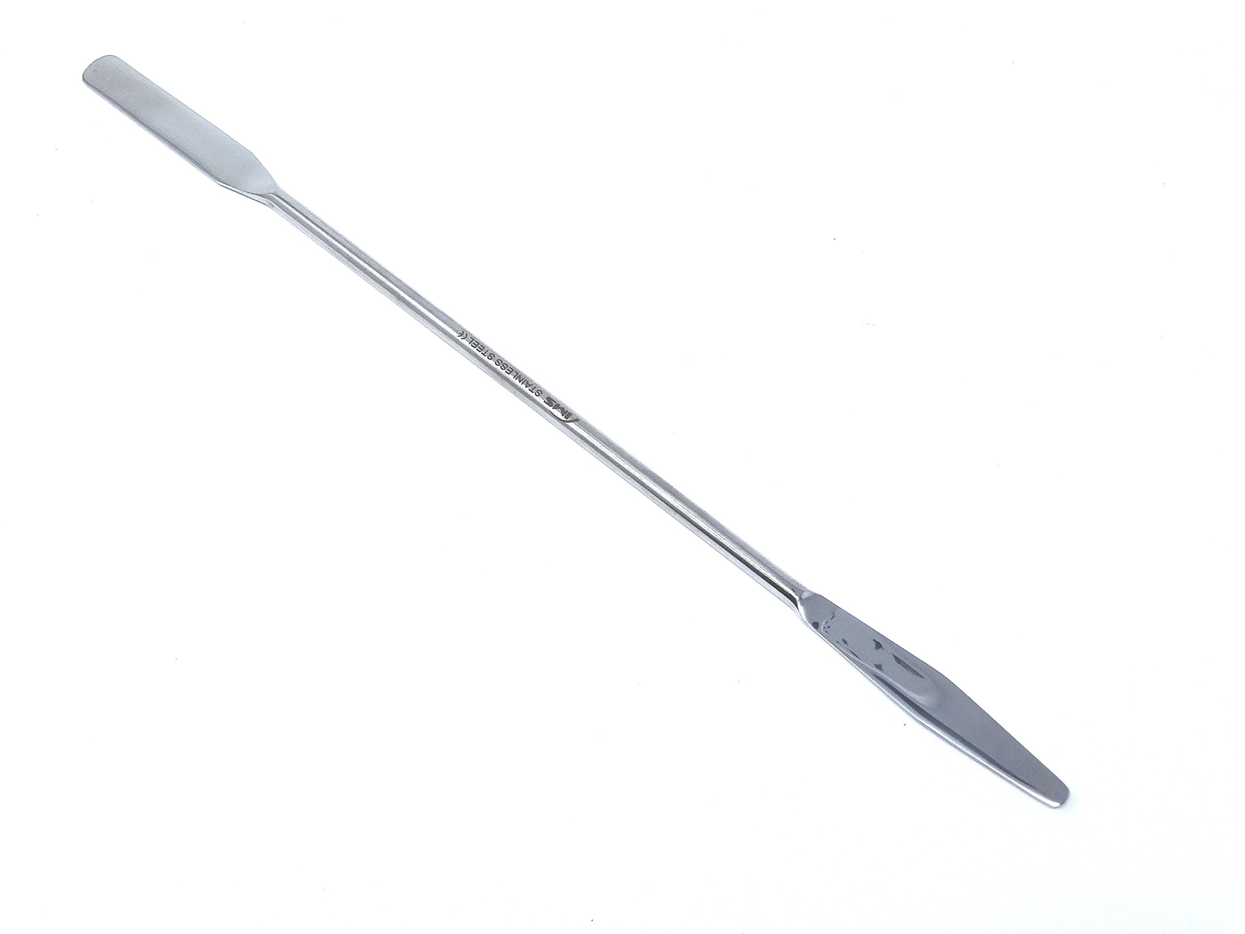 Lab Micro Double Ended Spatula Round/Tapered Arrow End (Flat Ends 50mm x 9mm), 9" Length, Stainless Steel