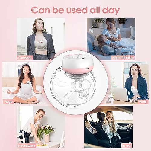 Hands Free Breast Pump, Electric Breast Pumps, 12 Levels 3 Modes Double Wearable Breastpump, Portable 1200mAH, LCD, Quiet and Painless, Leak-Proof 140° Silicone, Comfortable Breastfeeding Necessities