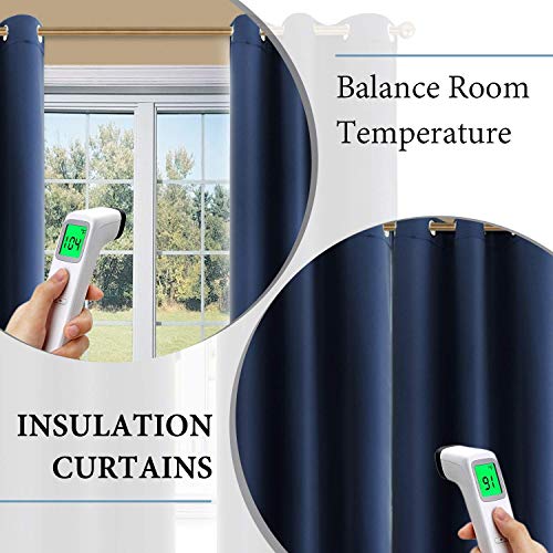 Diraysid Blackout Curtains for Bedroom Grommet Thermal Insulated Room Darkening Curtains (42 x 84 Inch, 2 Panels, Navy Blue)