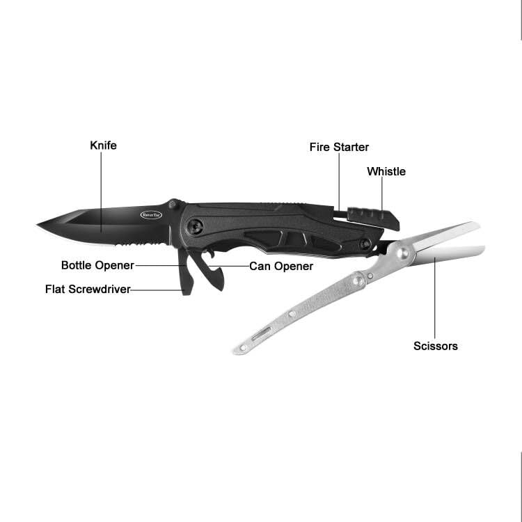 RoverTac Pocket Knife Multi Tool Tactical Knife Multitool Knife with Scissors Bottle and Can Opener Fire Starter Whistle Screwdriver Perfect for Camping Hiking Survival Christmas Gifts for Men Dad