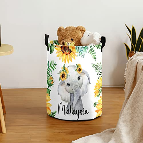 Personalized Laundry Basket with Name Custom Baby Hamper Collapsible Organizer Storage Bedroom Decor for Girls Adults Women (09)