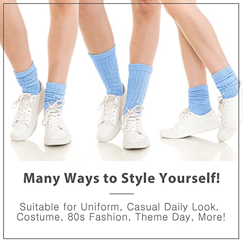 BASICO Women's Lightweight Slouch Socks (3pk- Light Blue)