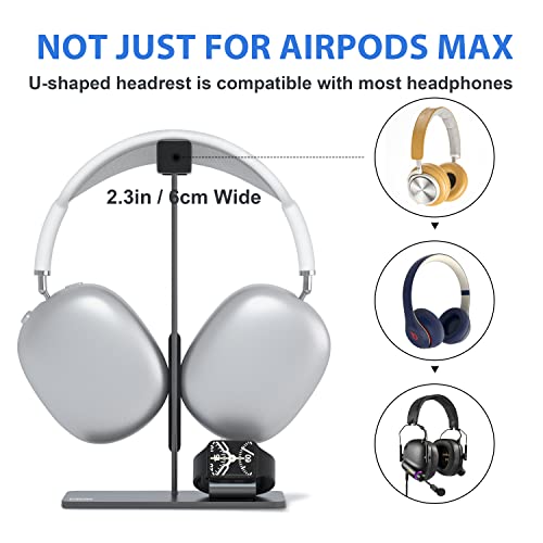 CoStySee Headphone Stand for Airpods Max with Auto-Sleep Mode Aluminum Sleep Holder with Anti-Slip Base and U-Shaped Silicone Headrest for Airpods Max(Gun Black)