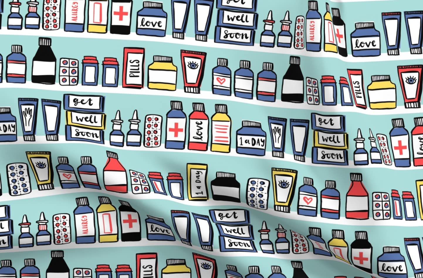 Spoonflower Fabric - Medicine Medical Pills Doctor Printed on Petal Signature Cotton Fabric Fat Quarter - Sewing Quilting Apparel Crafts Decor