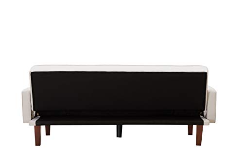 Eafurn Futon Sofa Bed with Wooden Legs Convertible Sleeper Couch Adjustable Loveseat Daybed, Comfy Sofa & Couches for Small Living Room Bedroom, Beige