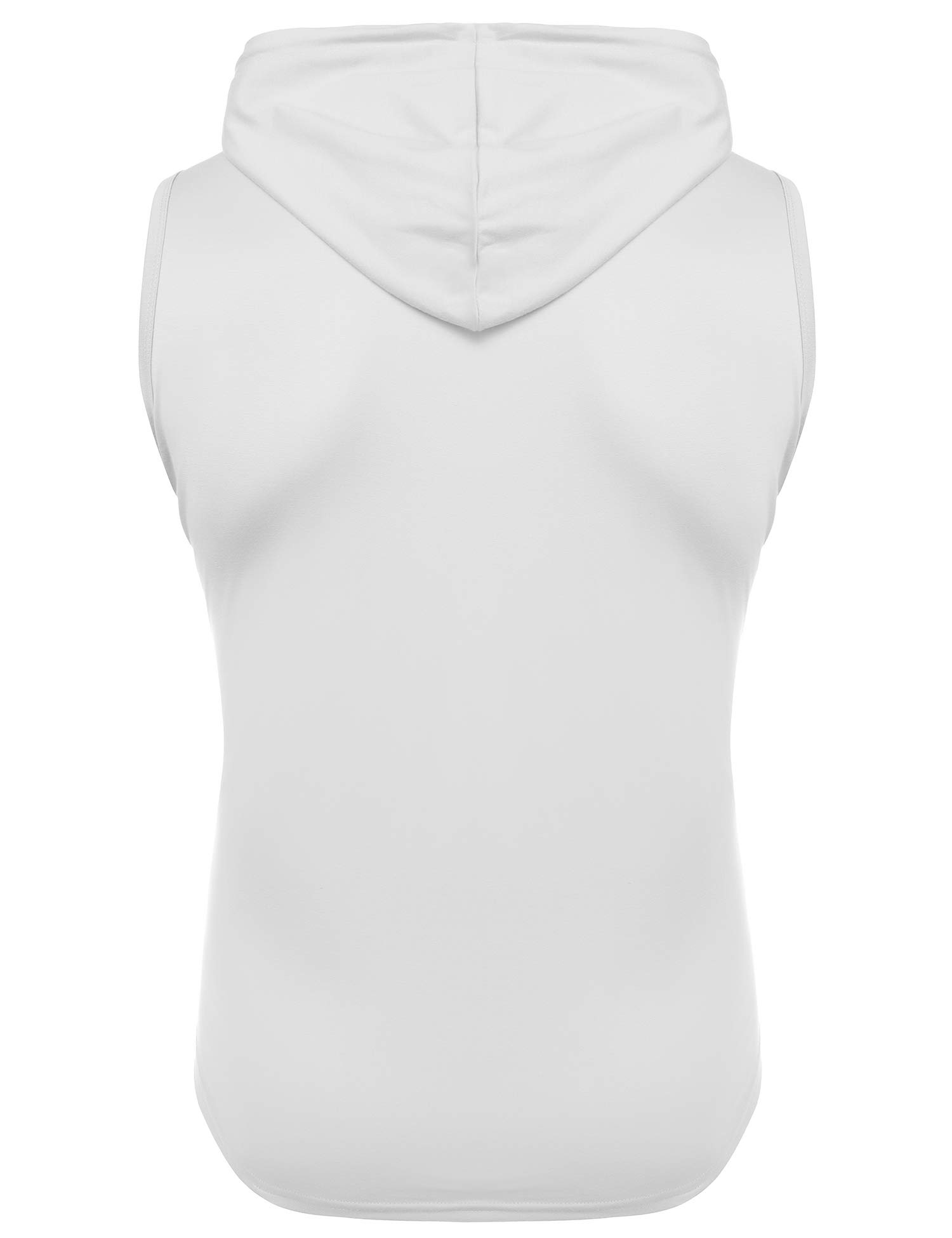 Babioboa Men's Sleeveless Hoodie Bodybuilding Stringers Workout Tank Tops Fitness Vest White