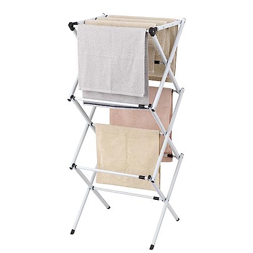 Finnhomy Pre-Assembled Clothes Drying Rack, Drying Rack Clothing, Expandable Laundry Drying Rack, Towel Rack for Indoor and Outdoor Use, 41.3" x 29.5" x 15", White