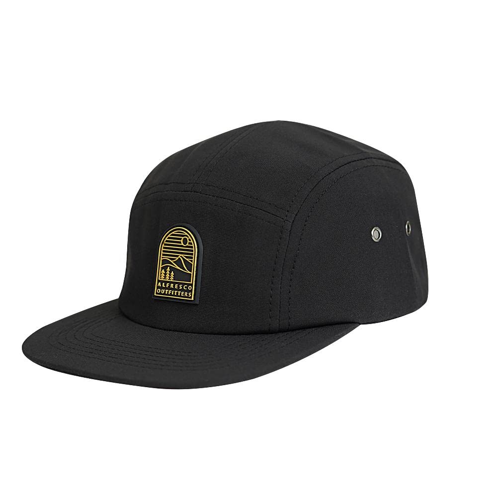 Alfresco Outfitters Camping Hat 5 Panel Running Hats Quick Dry Camp Gear Nylon Runner Caps Men & Women Hiking Cap Black
