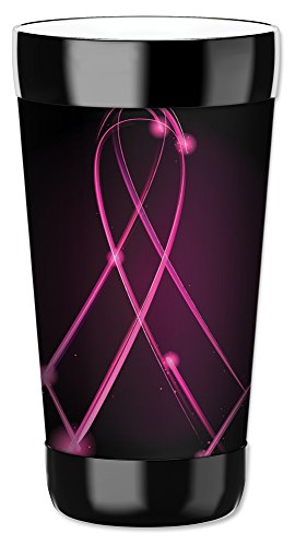 Mugzie 16 Ounce Travel Mug - Drink Cup with Removable Insulated Wetsuit Cover - Breast Cancer Awareness