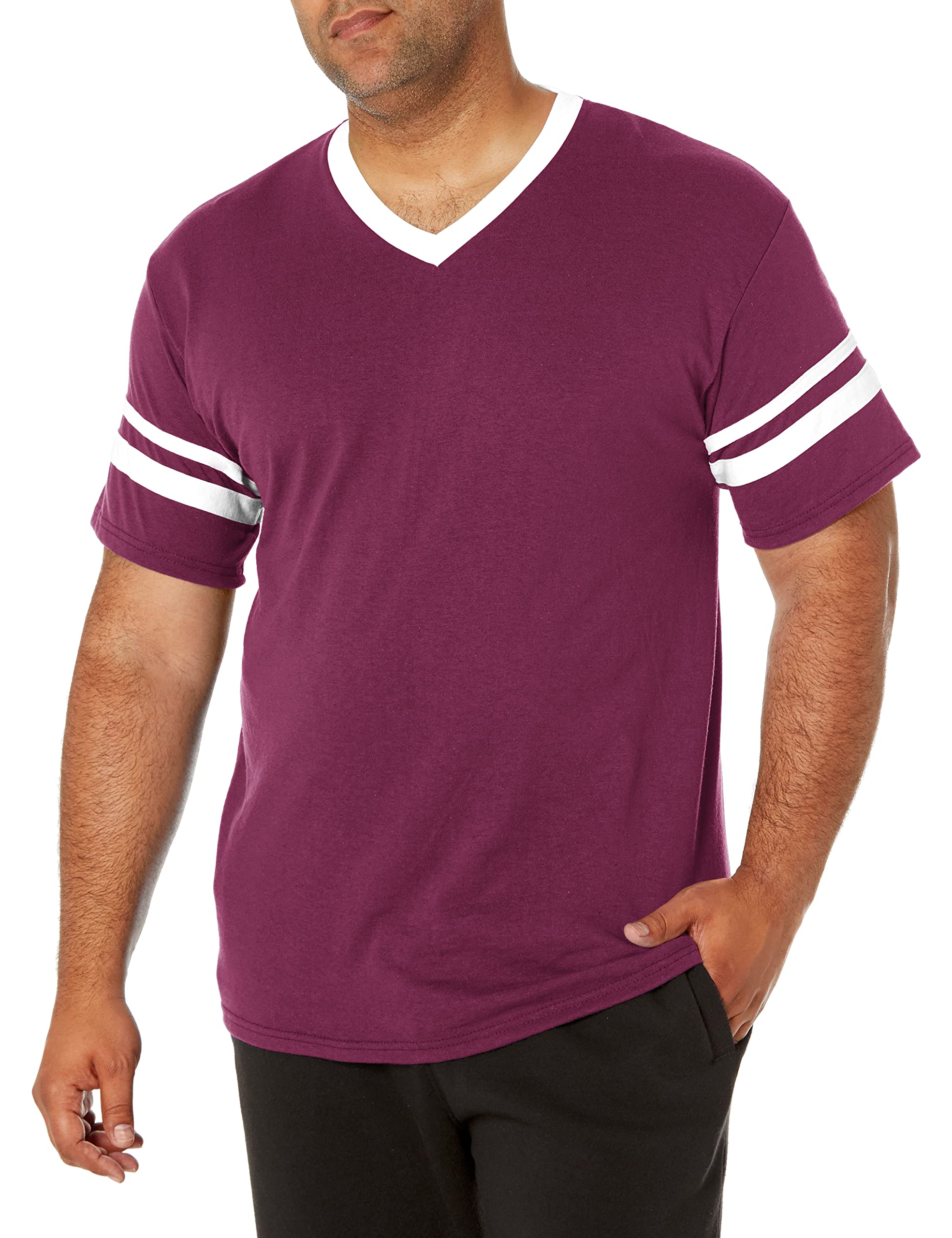 Augusta Sportswear Men's Sleeve Stripe Jersey, MAROON/WHITE, X-Large