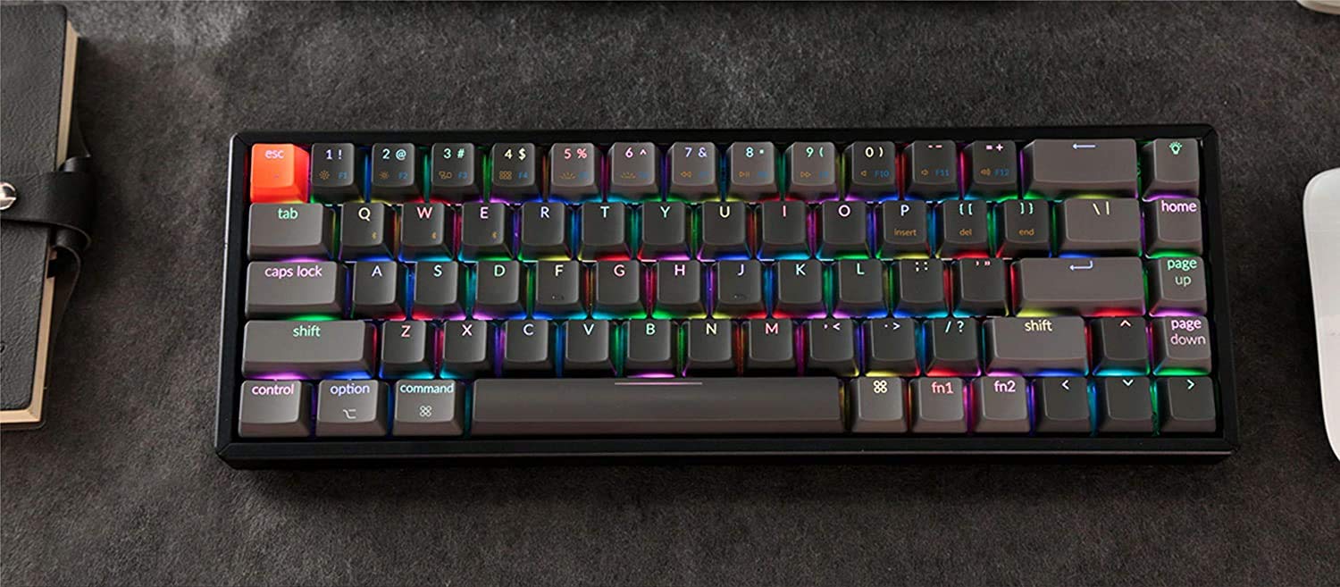 Keychron K6 Hot Swappable Wireless Bluetooth 5.1/Wired Mechanical Gaming Keyboard, 65% Compact 68-Key RGB LED Backlit N-Key Rollover, Aluminum Frame for Mac Windows Gateron G Pro Red Switch