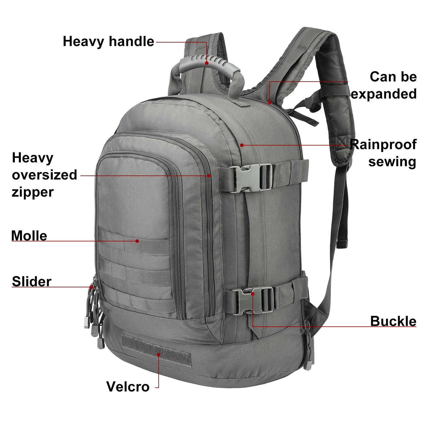 ARMYCAMO Expandable Backpack 39L-64L Large Military Tactical Bug Out Bag Wth Waist Strap