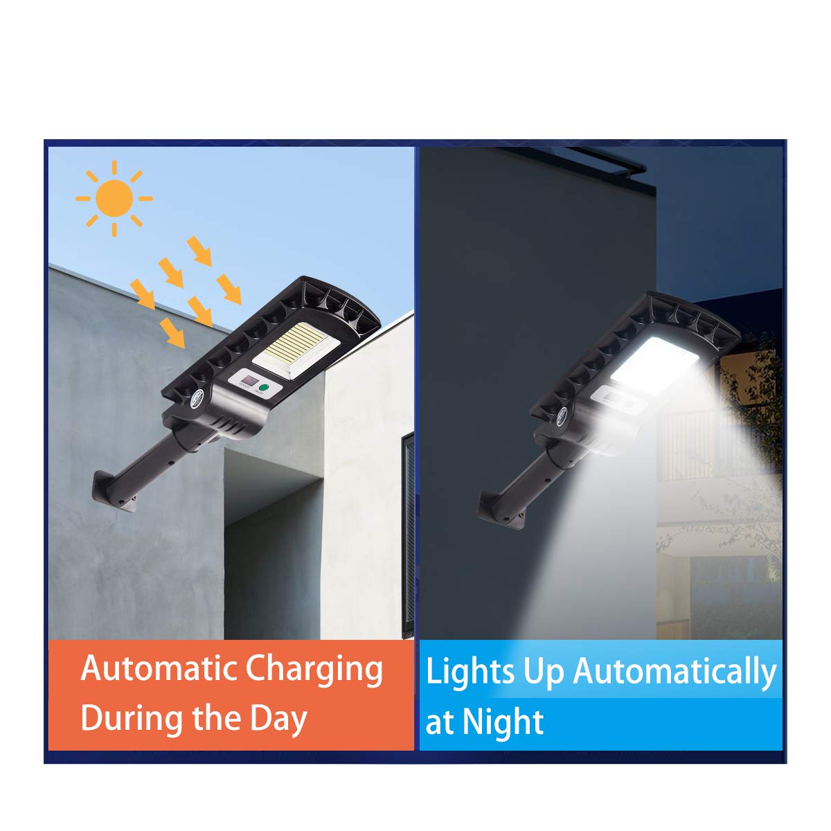 Fitsai 60W Solar Lights Outdoor Light with Remote Control, 5000 Lumens, Light Control Motion Sensor, Dusk to Dawn Security Led Flood Light for Yard, Garden, Street