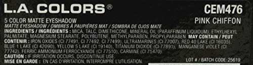 L.A. COLORS 5 Color Matte Eyeshadow Palette, Pink Chiffon CEM476