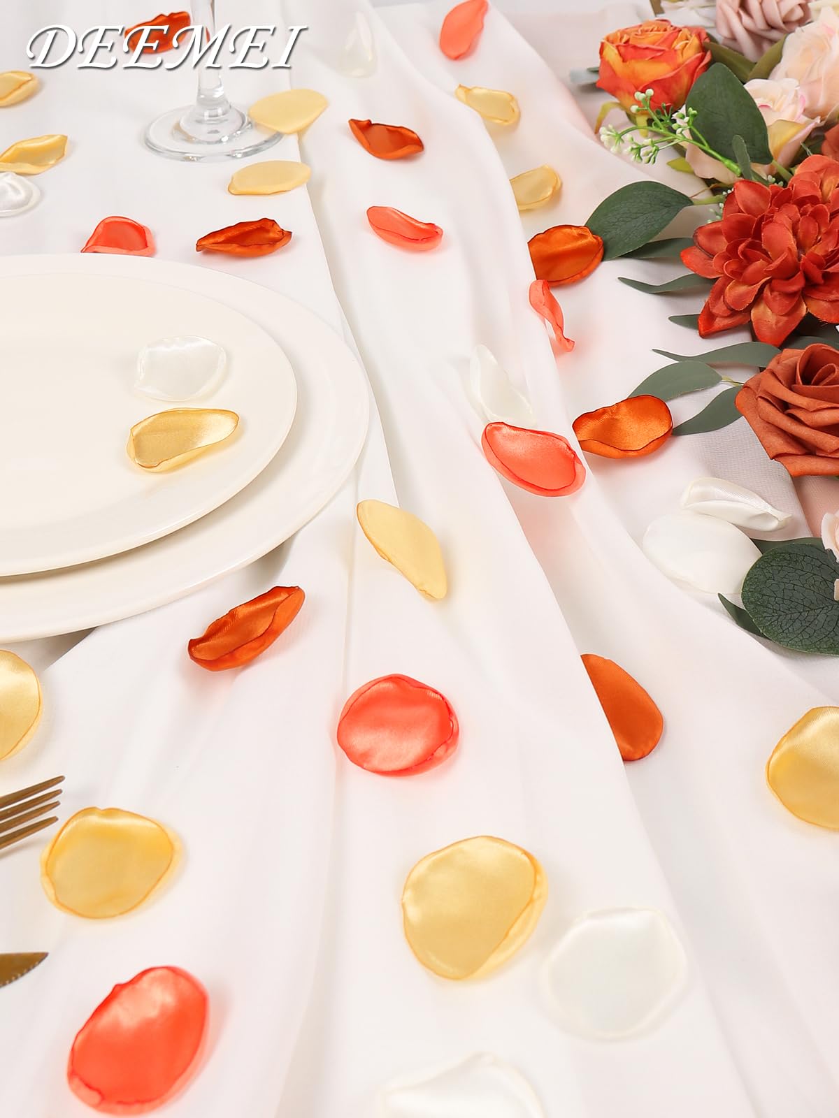 DEEMEI 400pcs Silk Rose Petals for Wedding Artificial Flower Petals Bulk for Basket Fall Wedding Aisle Runner Bridal Shower Table Decor(Orange)
