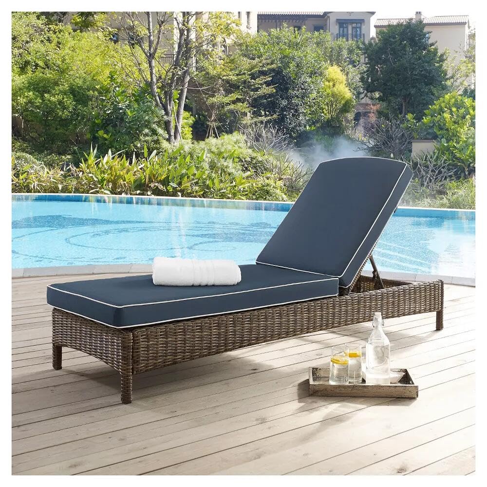 Folding Outdoor Patio Chaise Lounges Chairs, Palm Harbor Outdoor Wicker Chaise Lounge Chairs with Cushions and Adjustable Backrest