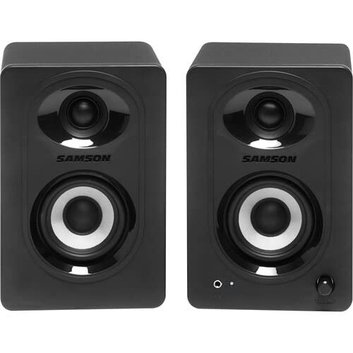 Audio-Technica AT-LP3BK Fully Automatic Belt-Drive Stereo Turntable (Black) Bundle with Bluetooth Studio Monitors - Pair, Turntable Stylus Scale, and Cleaning Brush (4 Items)