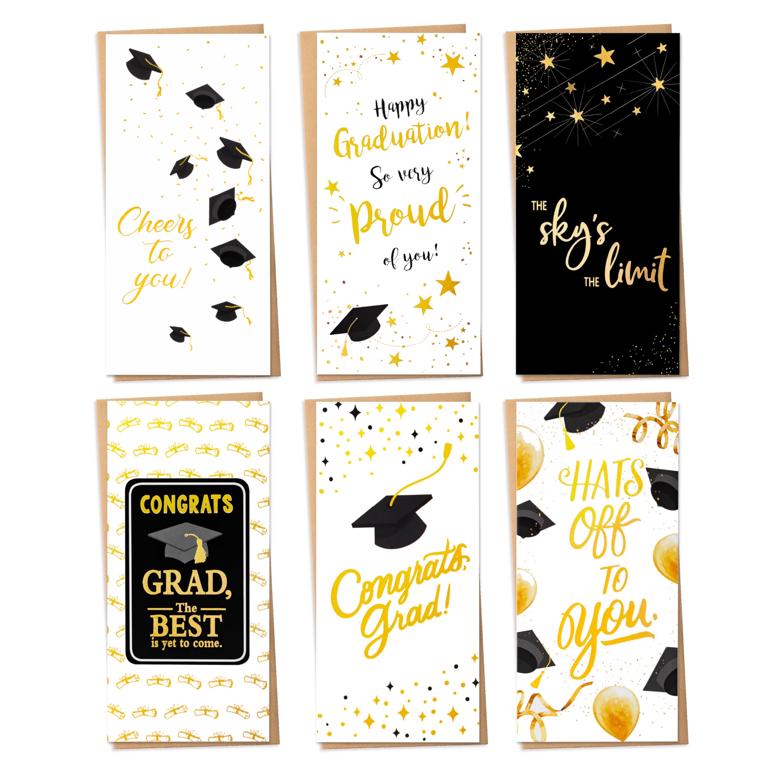 YoMont 24 Pack Gold Foil Graduation Cards 2024 - Money Holder Pack of 24 with Envelopes - Gift Card & Party Supplies for College & High School Graduations