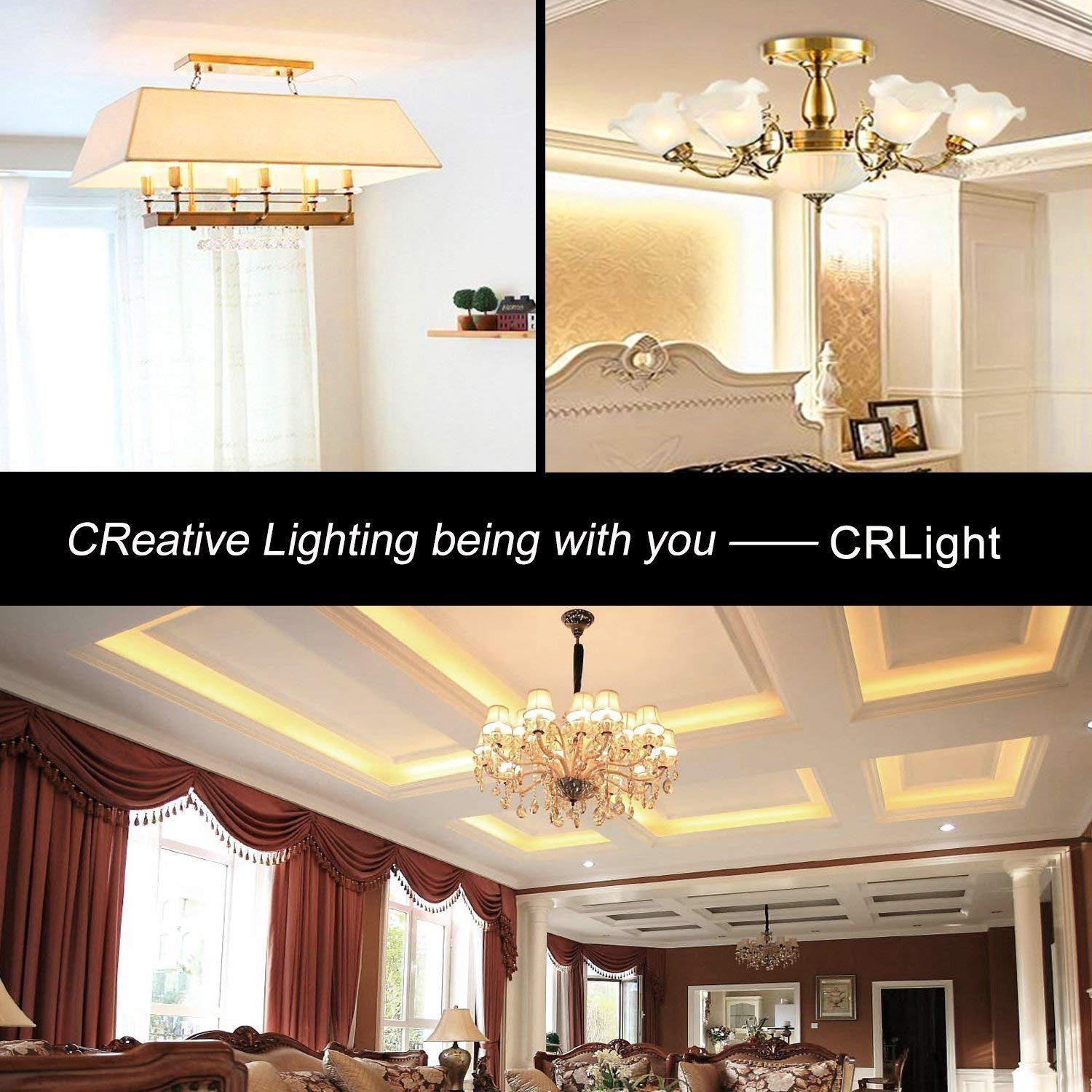 CRLight 8W Smooth Dimmable LED Candelabra Bulb, 3000K Soft White 800 LM 80W Incandescent Equivalent, E12 LED Filament Candle Bulbs, Large Size B11 Clear Torpedo Shape, 6 Pack