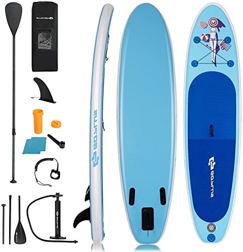 AUGESTER 10‘/10.5‘/11’ Inflatable Lightweight Stand up Paddle Board, Premium Yoga Board W/Durable SUP Accessories, with Fins, Carrying Bag, Non-Slip Deck, Adjustable Paddle & Hand Pump, Wide Stance