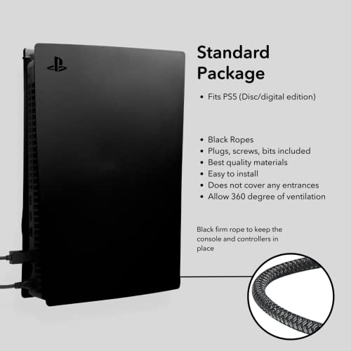 FLOATING GRIP Wall Mount Compatible with Playstation 5 Console (Standard: Fits PS5, Black)