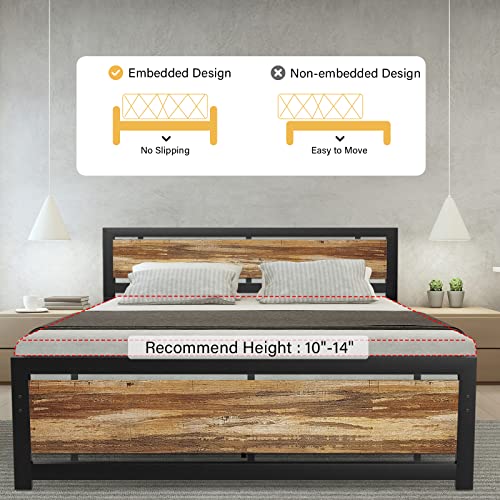 Pliwier Bed Frame with Headboard and Footboard, 13 Heavy Duty Bed Slats, 16 Sturdy Legs Support, No Box Spring Needed, Noise Free, Easy Assembly